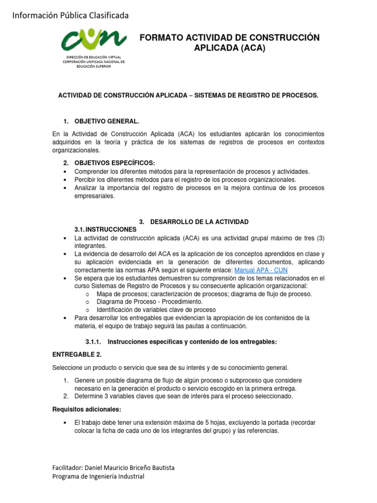 Formato Actividad de Construcción Aplicada 2024 - Sistema de Registro de Procesos 2 | PDF ...