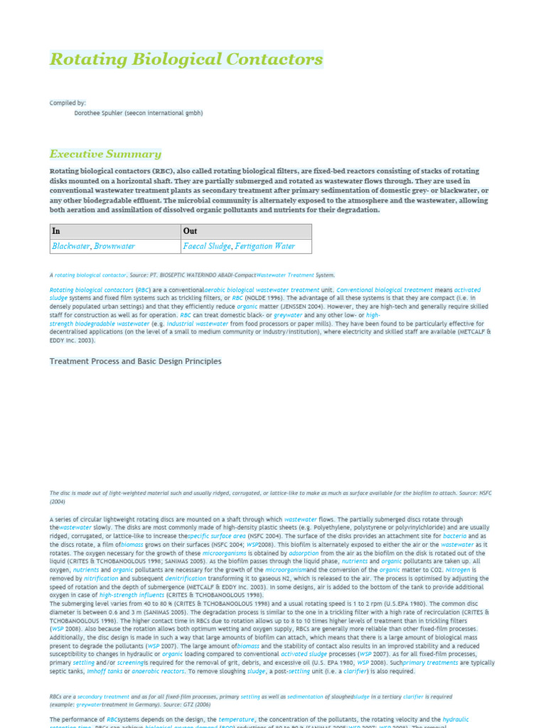 Rotating Biological Contactors | PDF | Sewage Treatment | Anaerobic ...