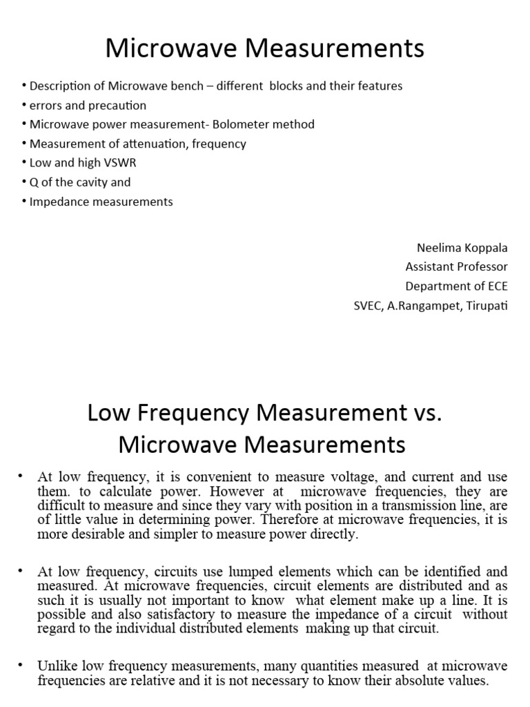 Microwave Measurement Techniques Overview | PDF | Microwave ...