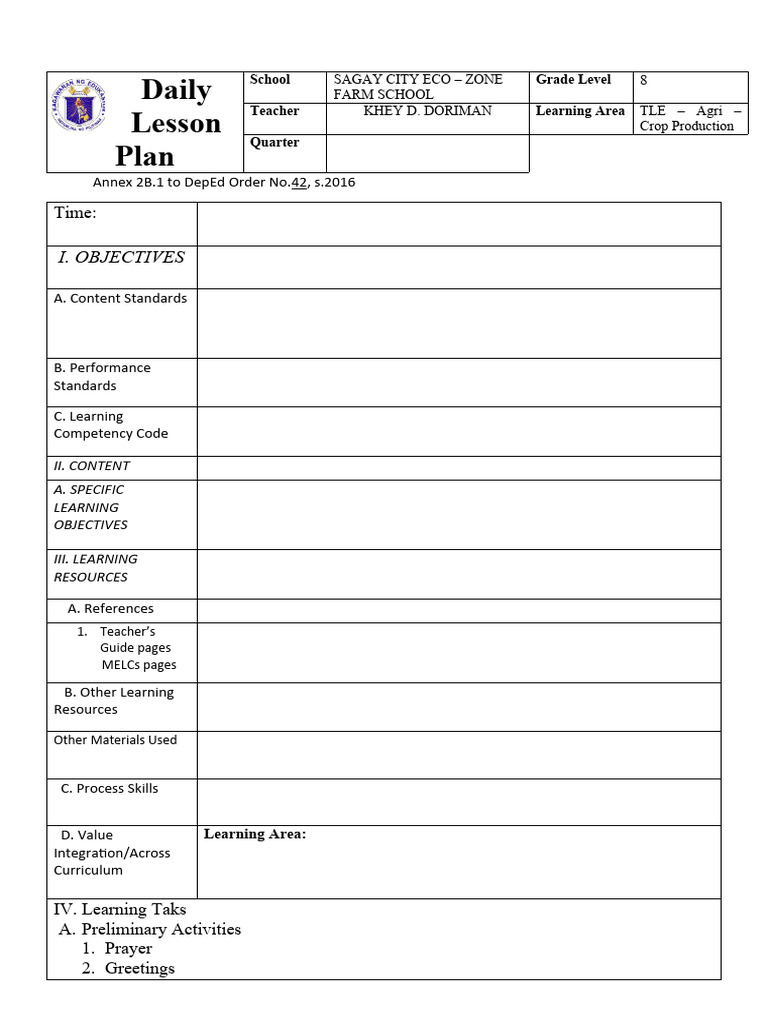 Semi Detailed Lesson Plan For Grade 8 Week 6 Pdf Grafting Plant