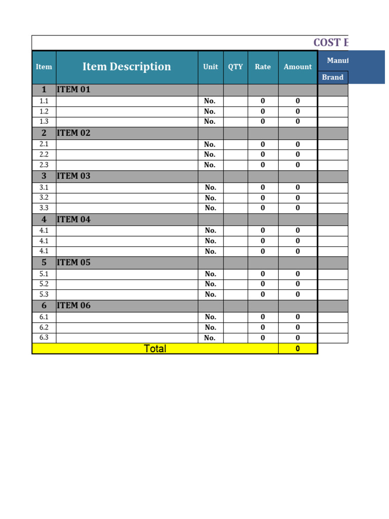 Cost Breakdown | PDF