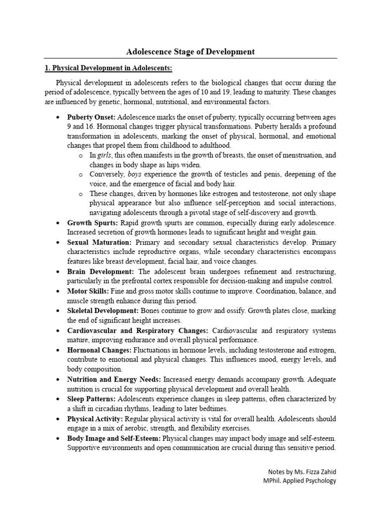Lecture 7-8-9 Adolescence Stage of Development | PDF | Adolescence ...