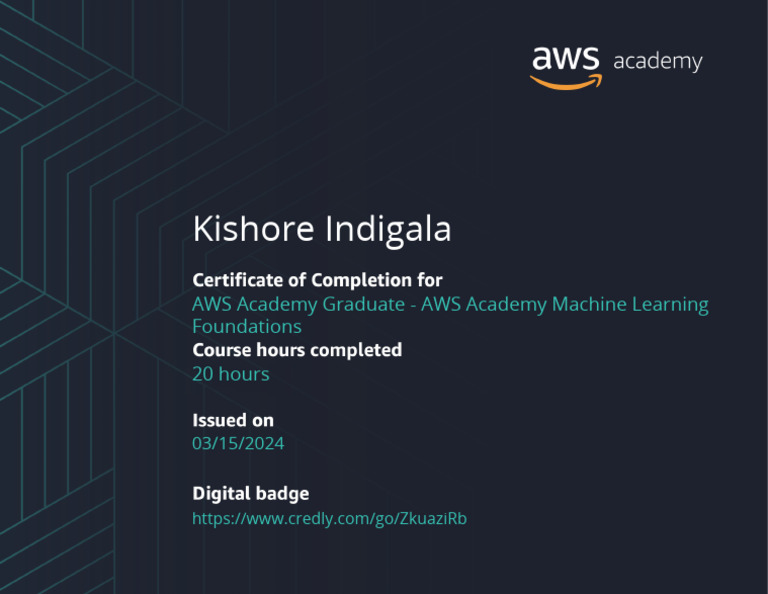 AWS Academy Graduate AWS Academy Machine Learning Foundations ... AWS Academy Graduate AWS Academy Machine Learning Foundations ...