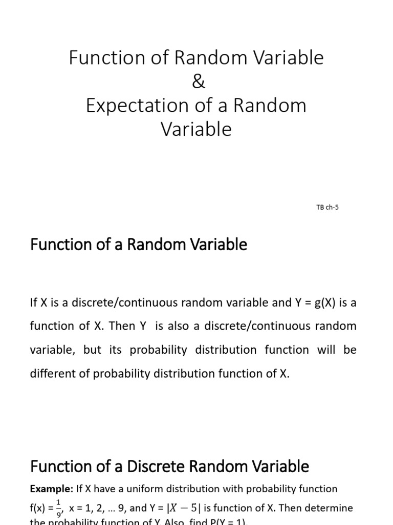 S-20 - Expectation of Random Variables | PDF | Probability Distribution ...