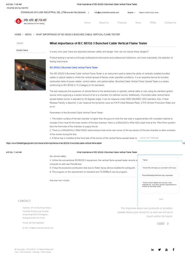 What Importance of IEC 60332-3 Bunched Cable Vertical Flame Tester ...
