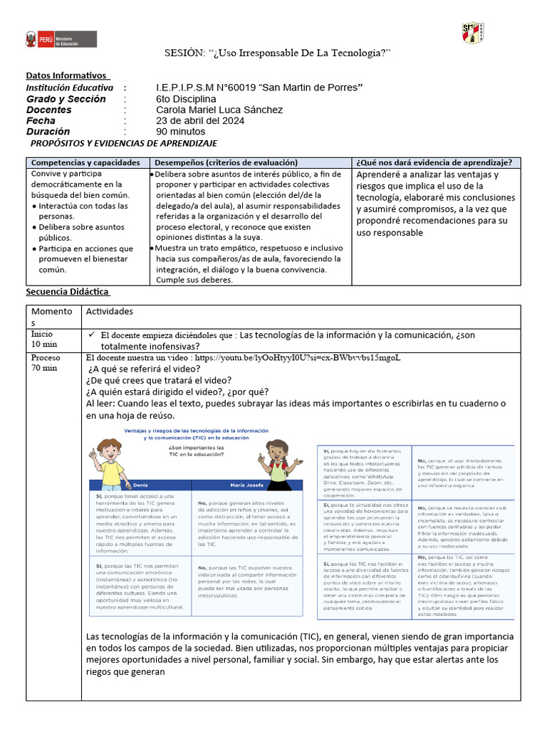 Uso Responsable de la Tecnología en Clase | PDF | Tecnología de ...
