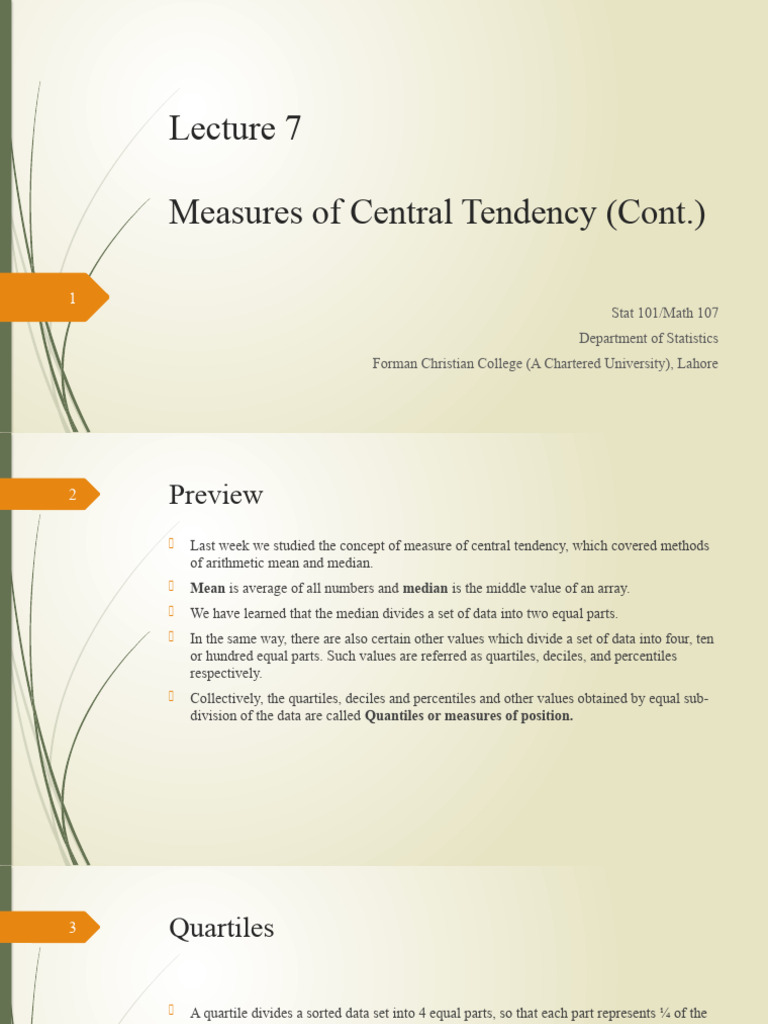 Lecture 7 101 | PDF | Quartile | Median