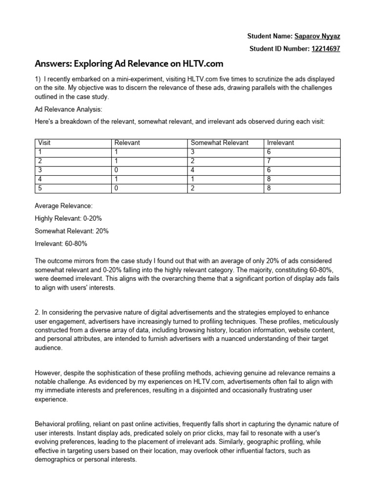 Case Study 2 Nyyaz Saparov | PDF | Advertising | Human Communication