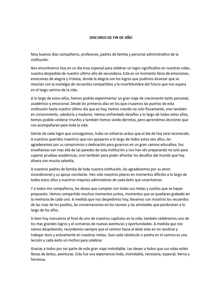 Discurso de Fin de Año | PDF | Las emociones