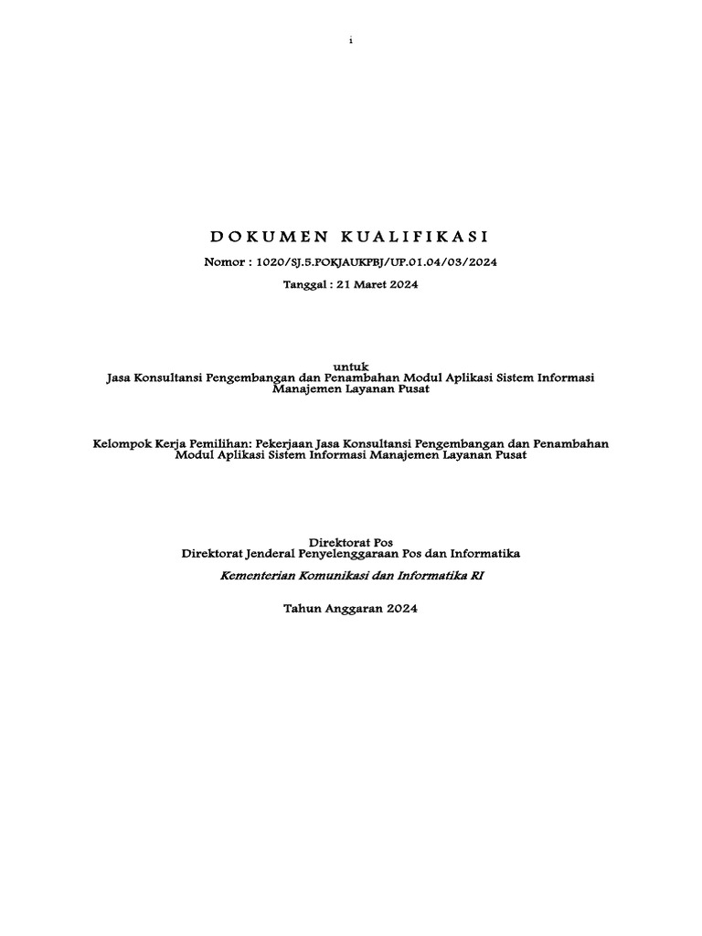 Dokumen Kualifikasi - SIM LPU | PDF