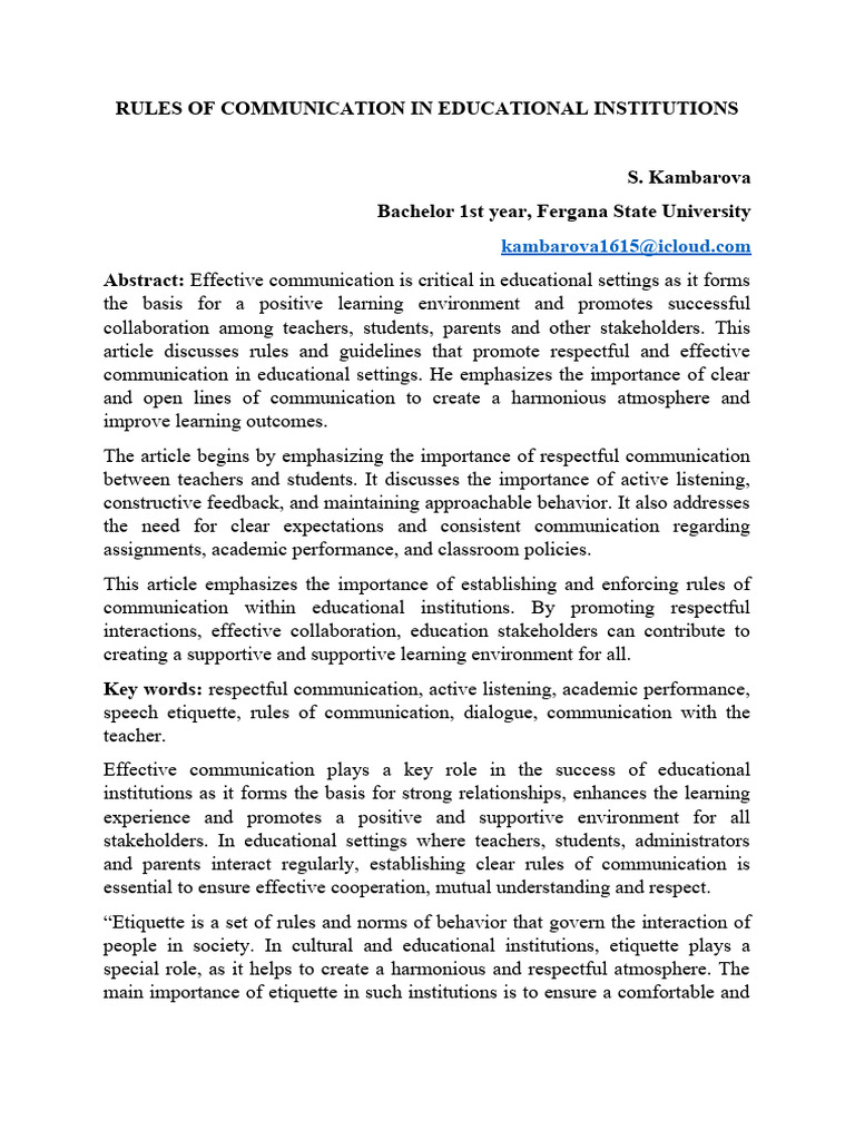 COMMUNICATION IN EDUCATION | PDF | Communication | Learning