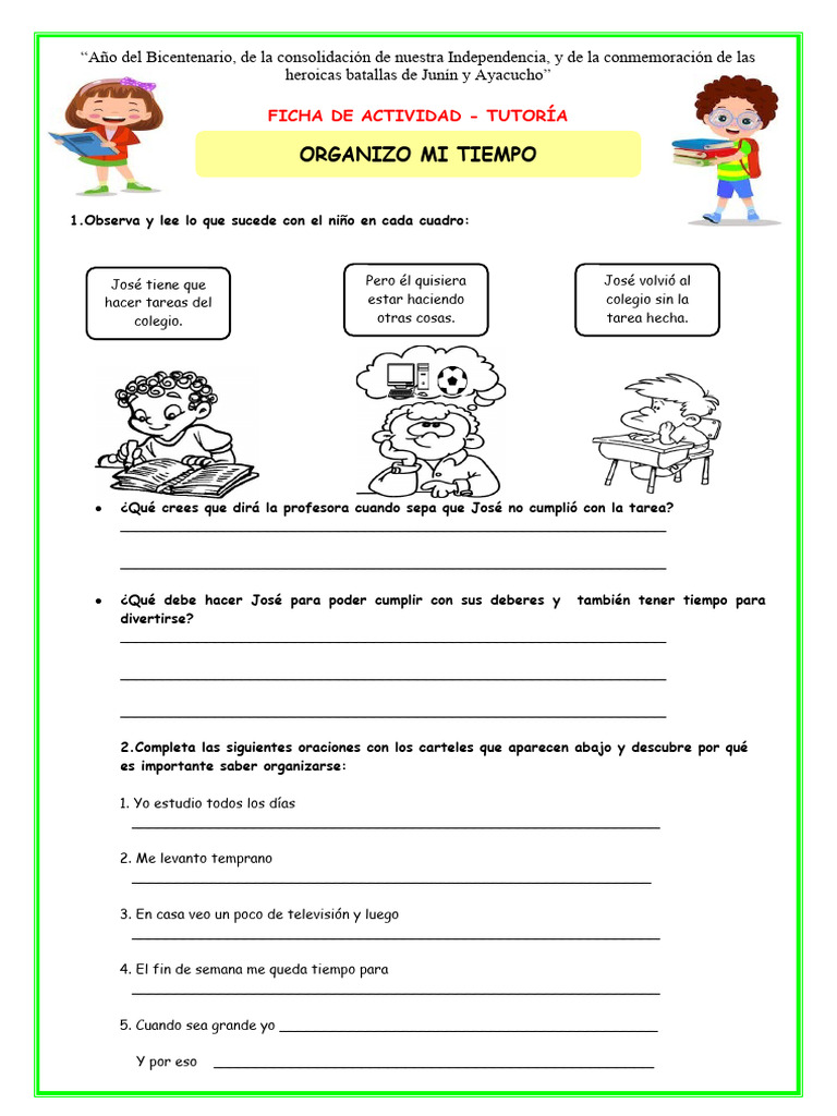 Ficha-Mart-Tutoria - Organizo Mi Tiempo | PDF