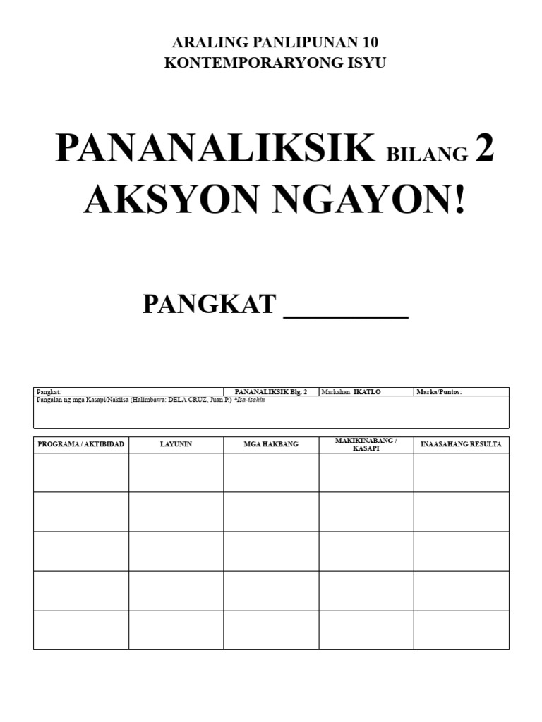 Ap10 Pananaliksik Bilang 2 Template | PDF