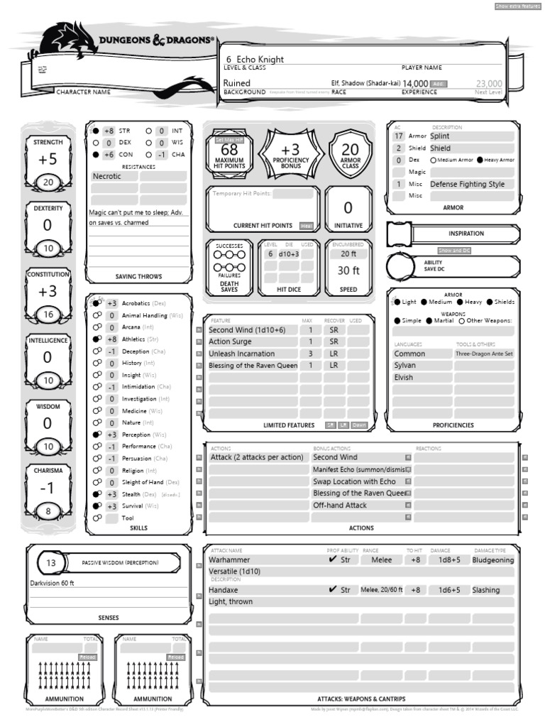 DND OneShot EchoShadow lvl6 | PDF | Dungeons & Dragons | Role Playing Games