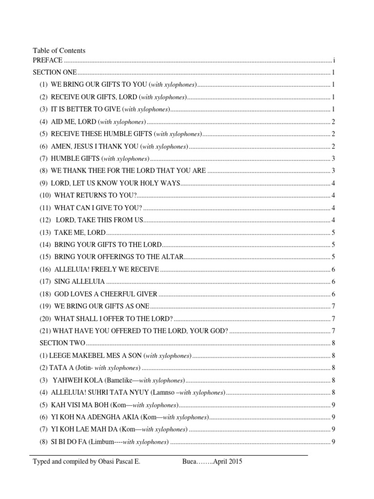 Final Volume Offertory Songs | PDF | Mass (Liturgy) | Christian Worship ...