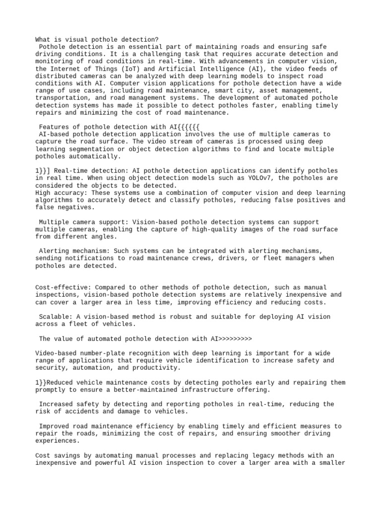 What Is Visual Pothole Detection Pdf Computer Vision Artificial Intelligence