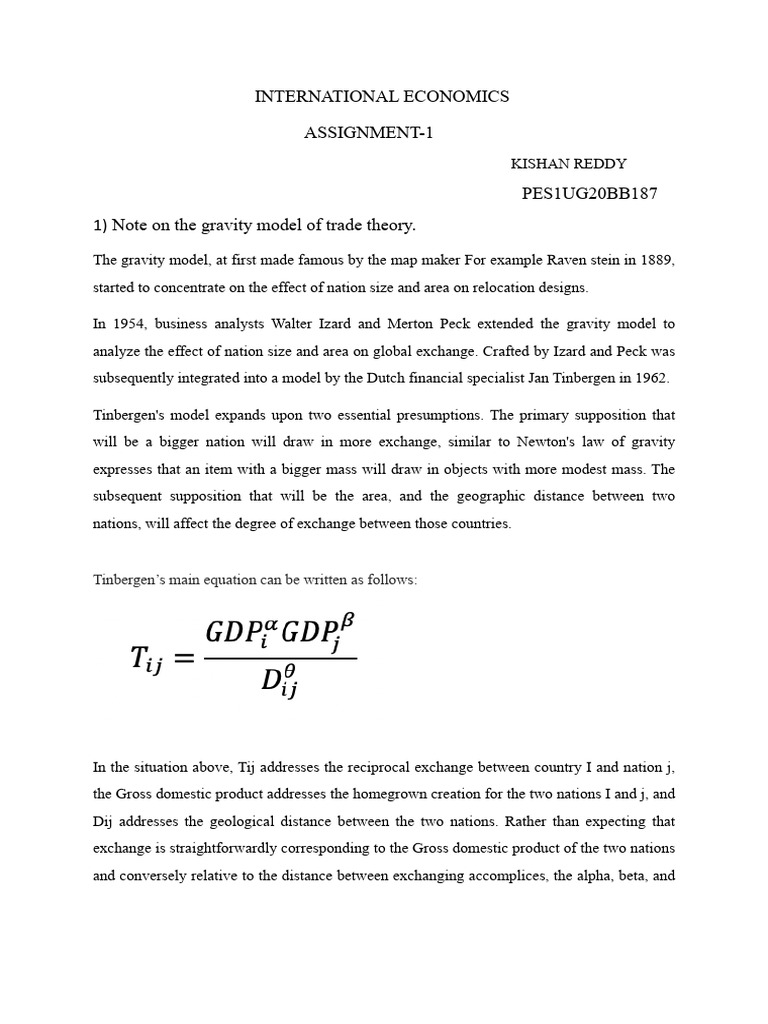 International Economics Assignment 1 2-1 | PDF | Gravity | Economies