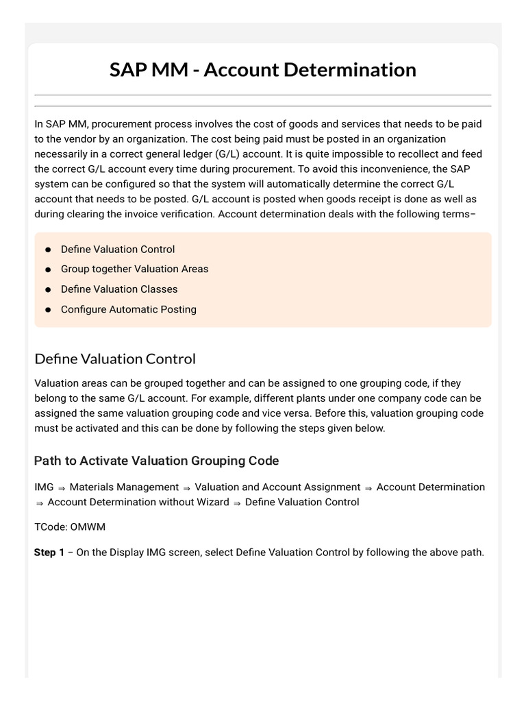 SAP MM Account Determination Guide | PDF | Computing