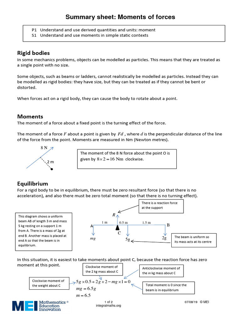 Moments of Forces | PDF | Force | Torque