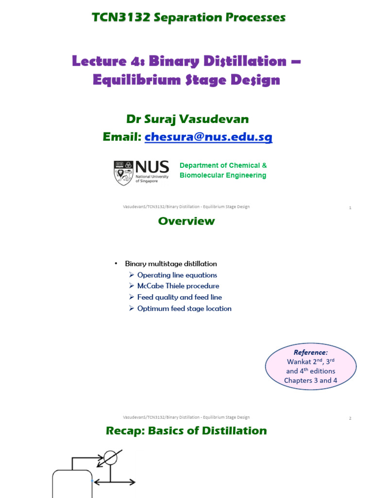 5-Lecture Note - Binary Distillation-Equilibrium Stage Design | PDF | Distillation | Continuum ...