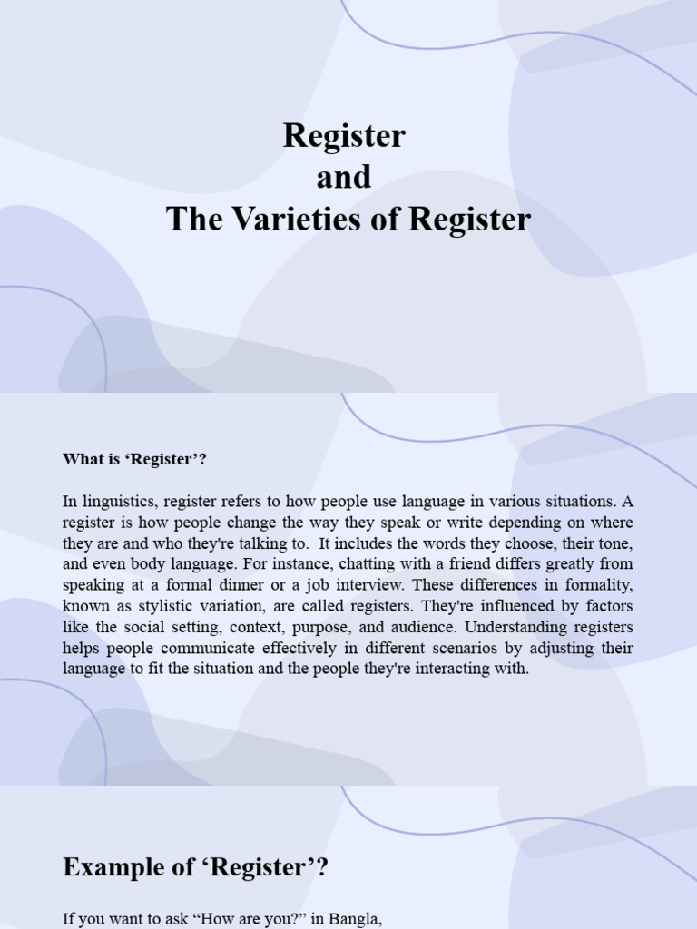 5 - Register | PDF | Linguistics | Communication