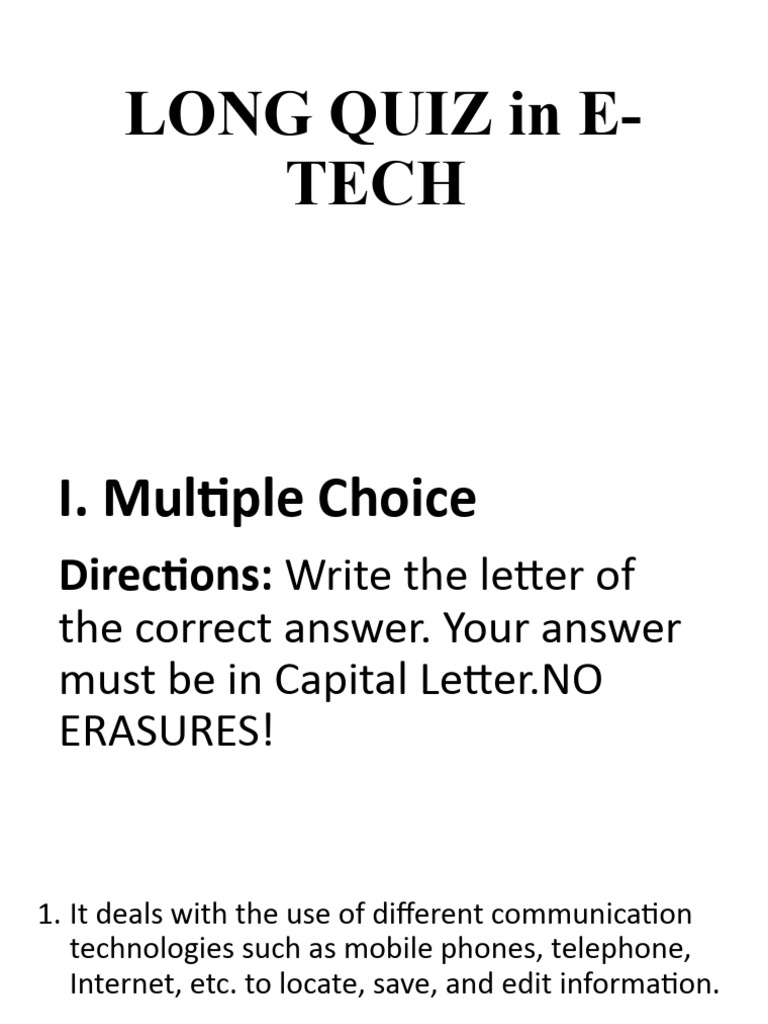 LONG QUIZ in E TECH | PDF | World Wide Web | Internet & Web