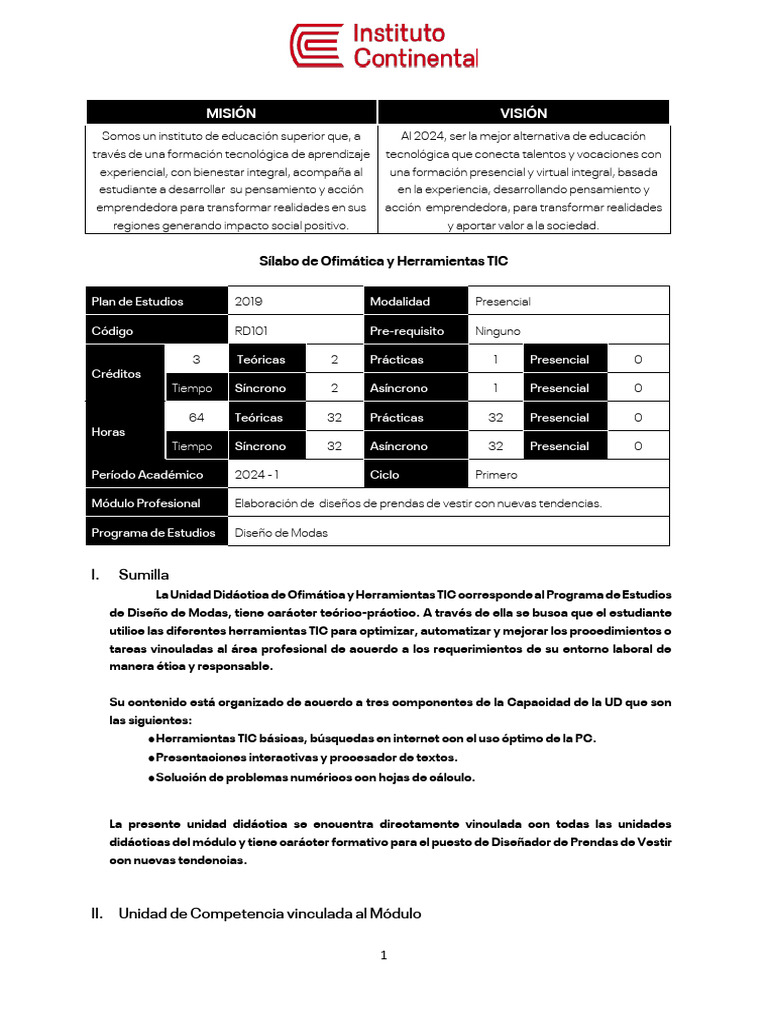 DM 01 Silabo Ofimática y Herramientas TICs | PDF | Tecnología de información y comunicaciones ...