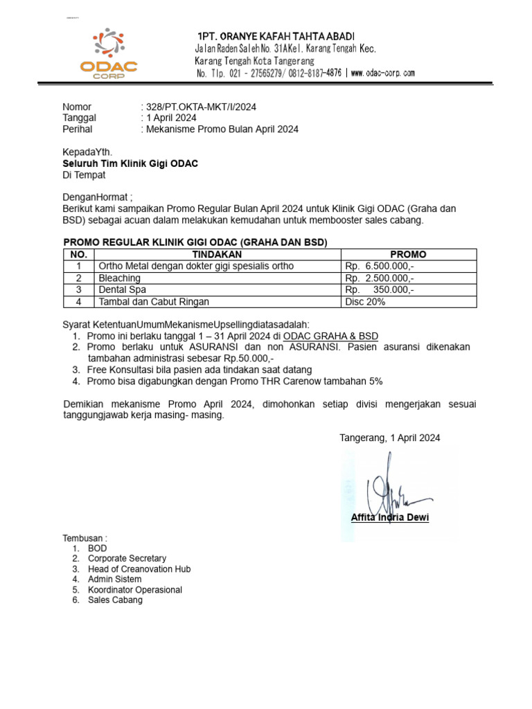 Promo April Klinik Gigi ODAC | PDF