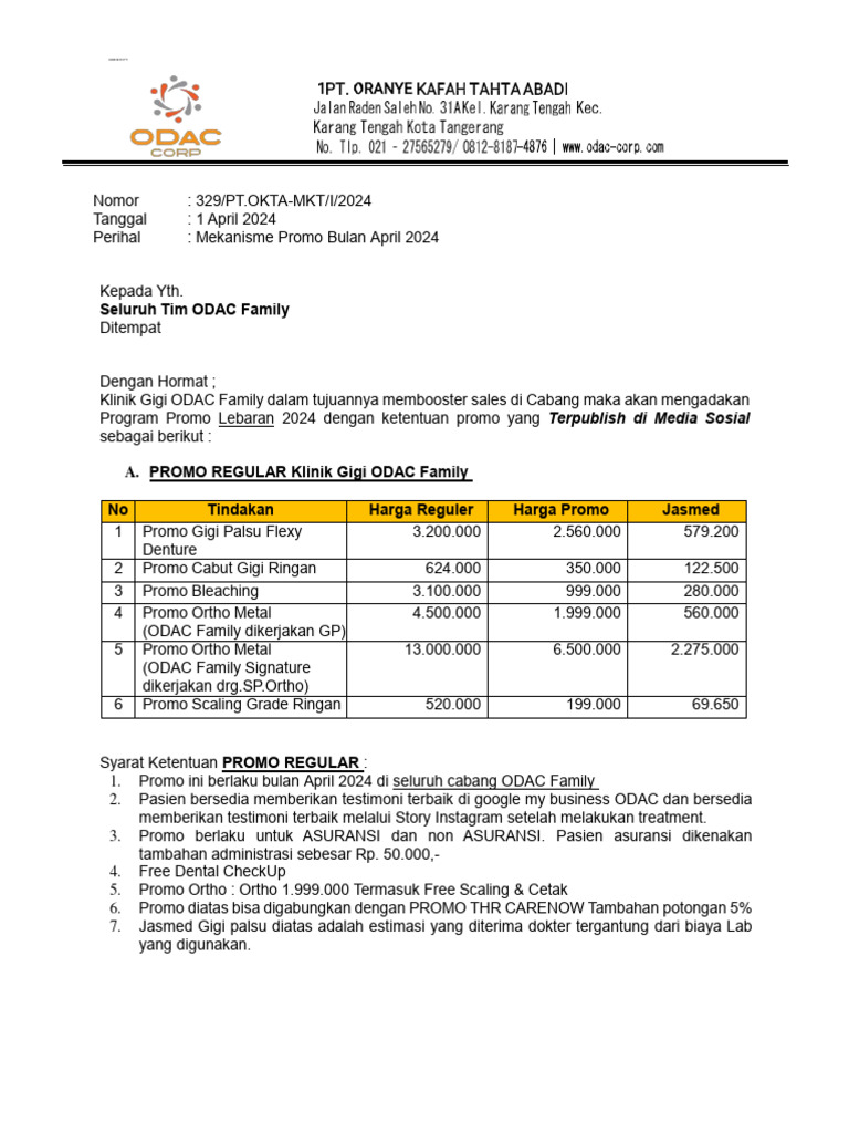 Mekanisme Promo Odac Family - April 2024 | PDF
