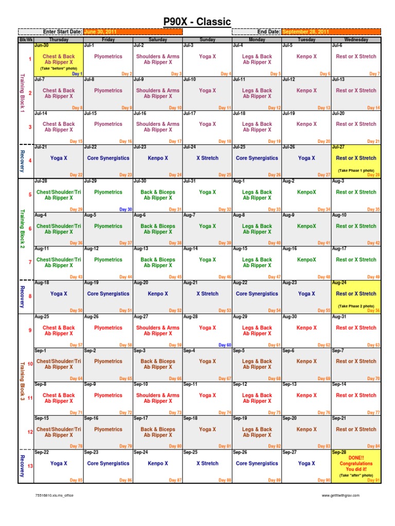 P90X Schedule | PDF