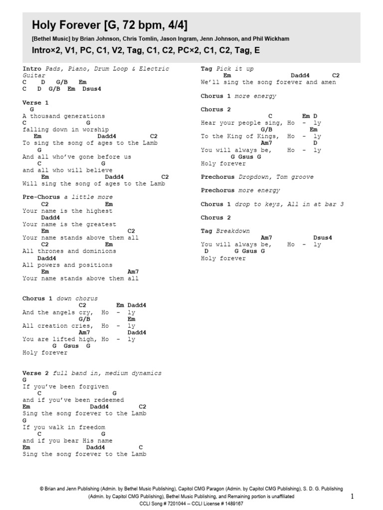 Holy Forever - G | PDF | Musicians | Popular Music