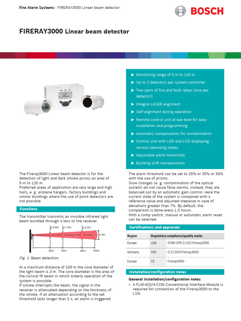FIRERAY3000 - Linear Beam Detector Datasheet | Download Free PDF ...