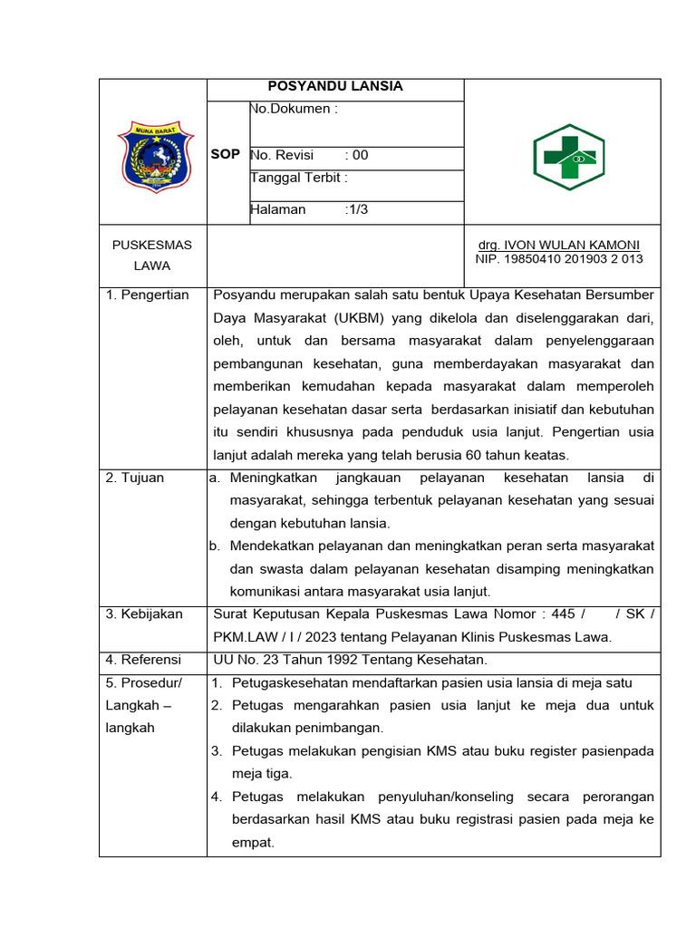 Sop Lansia | PDF | Pengembangan Diri