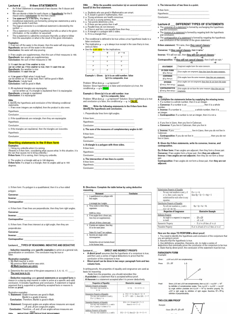Understanding If-Then Statements in Logic | PDF | Mathematical Proof | Deductive Reasoning