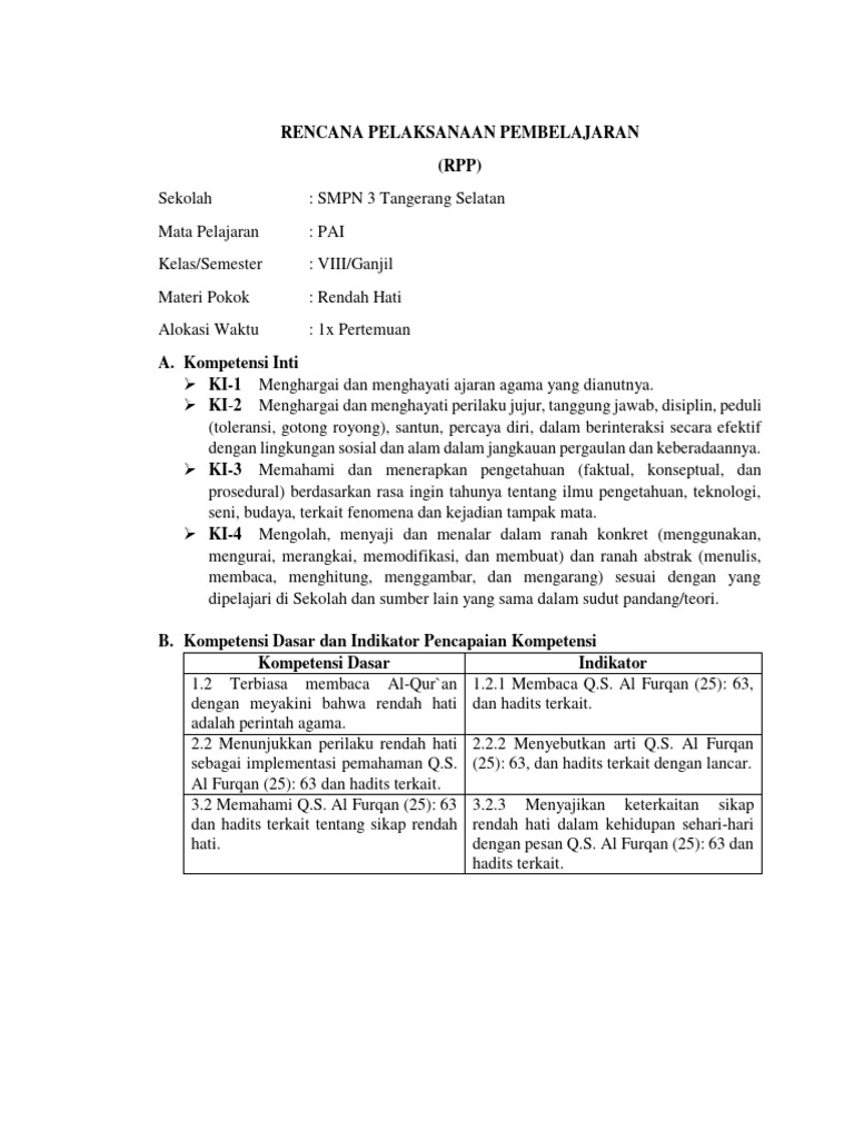 Rencana Pelaksanaan Pembelajaran | PDF
