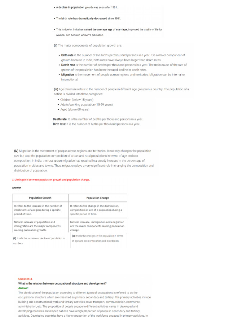 Class 9 Geo Population | PDF