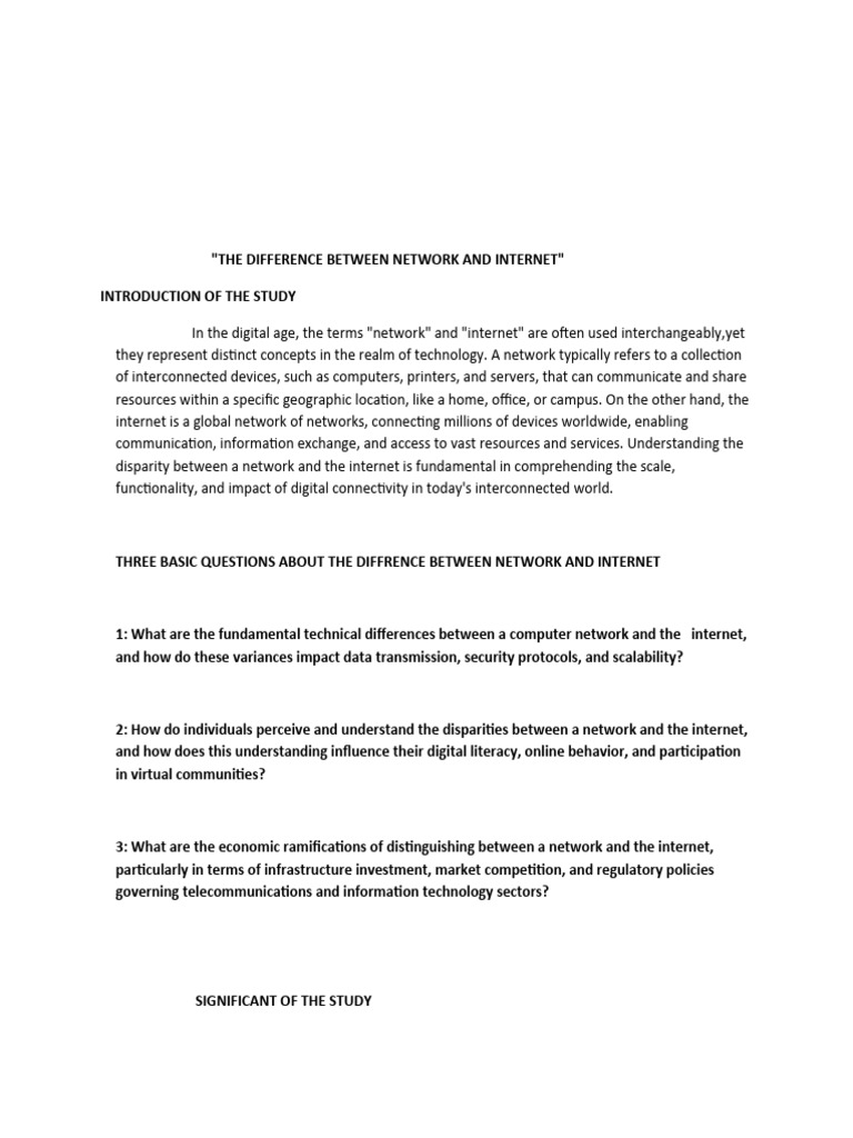 The Difference Between Network and Internet | PDF | Computer Network ...