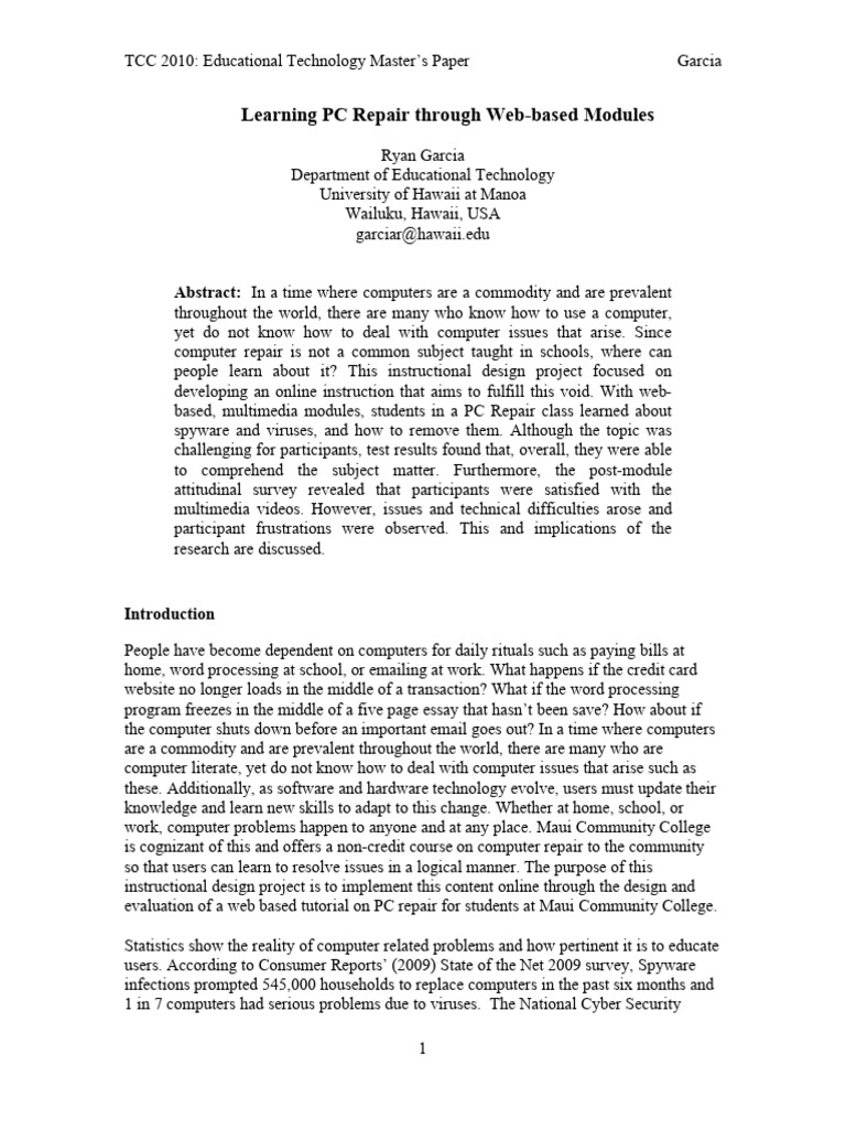 Masters_Project | PDF | Instructional Design | Educational Technology