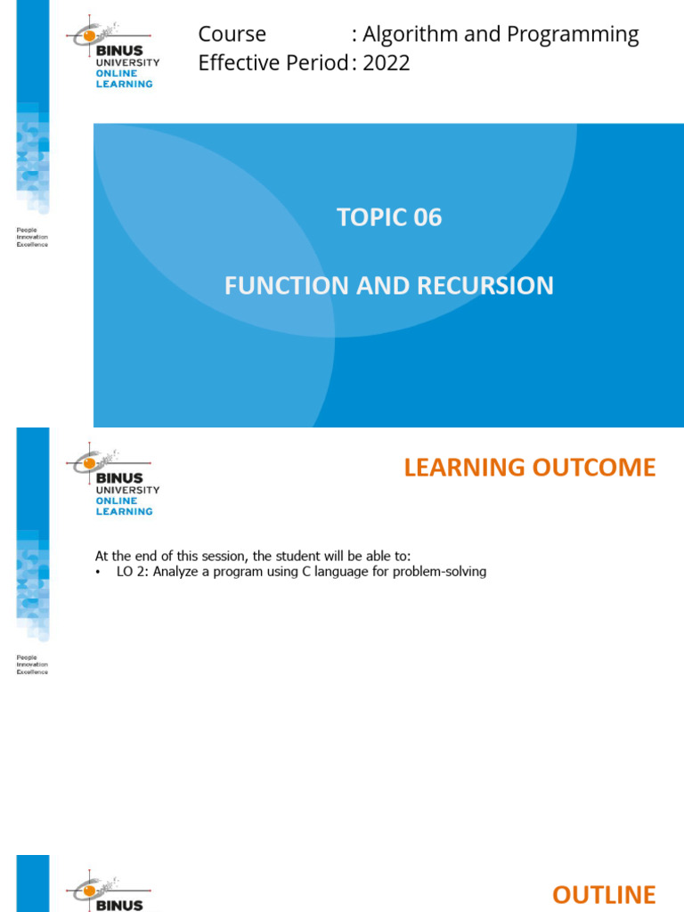 PPT06-Function and Recursion | PDF | Parameter (Computer Programming) | Scope (Computer Science)