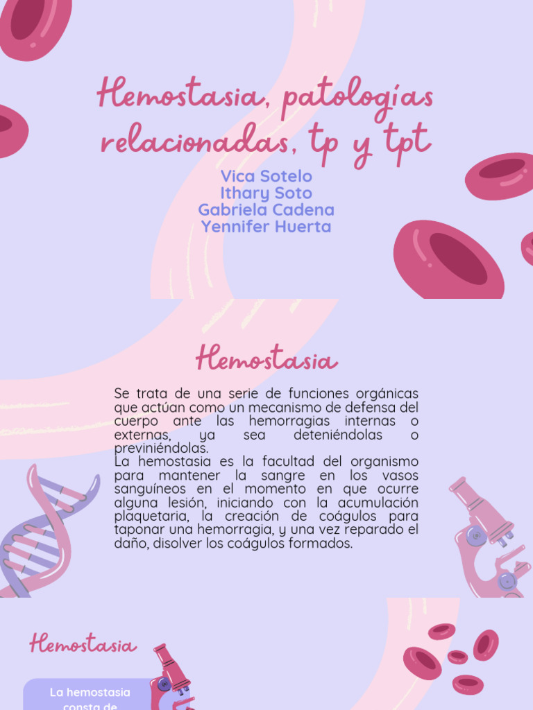 Hemostasia, Patologías Relacionadas, TP y TPT | PDF | Hemostasia ...
