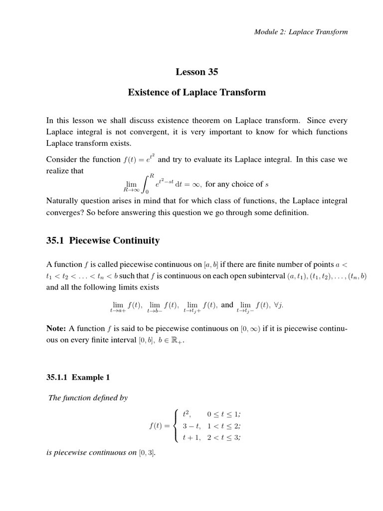 Lesson_35 | PDF | Laplace Transform | Exponential Function