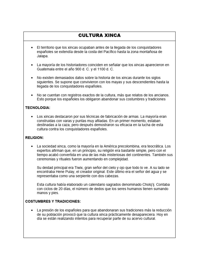 Cultura Xinca | PDF | Civilización maya | España