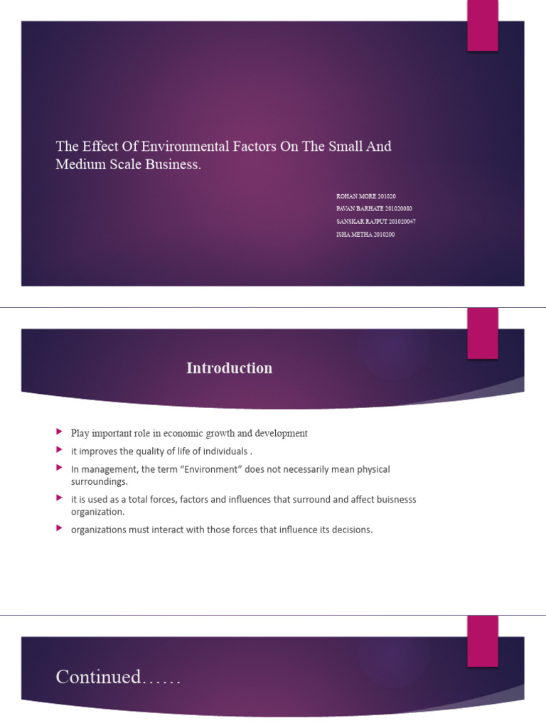 The Effect of Environmental Factors On The Small | PDF | Career ...