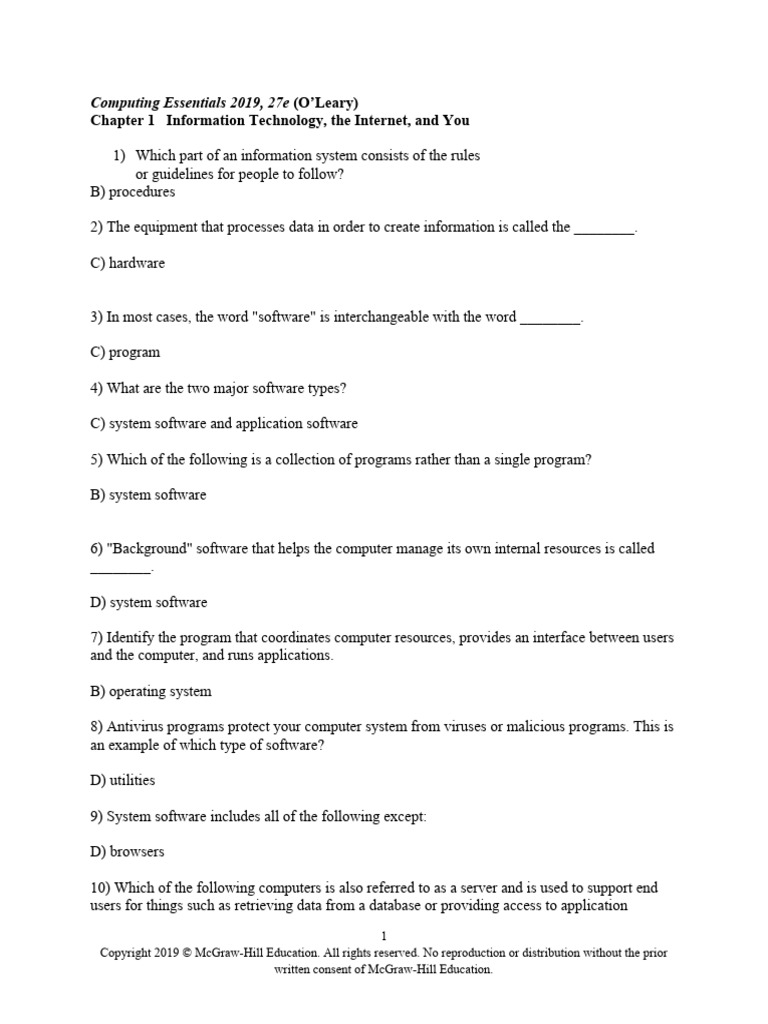 Chapter 1 QuestionsR | PDF | Personal Computers | Computer Hardware