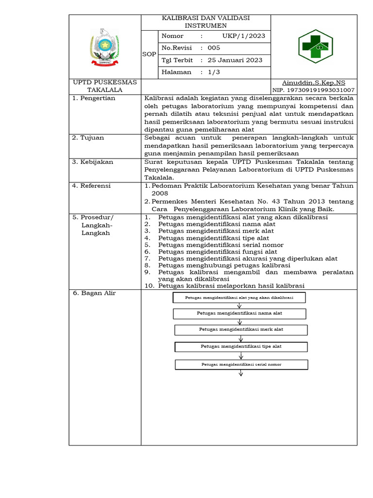 Sop Kalibrasi Alat | PDF