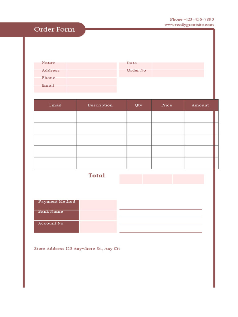 Red Minimalist Order Form Invoice | PDF