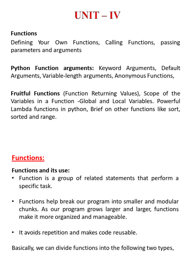 Python - Unit 4 | PDF | Parameter (Computer Programming) | Anonymous ... Python - Unit 4 | PDF | Parameter (Computer Programming) | Anonymous ...