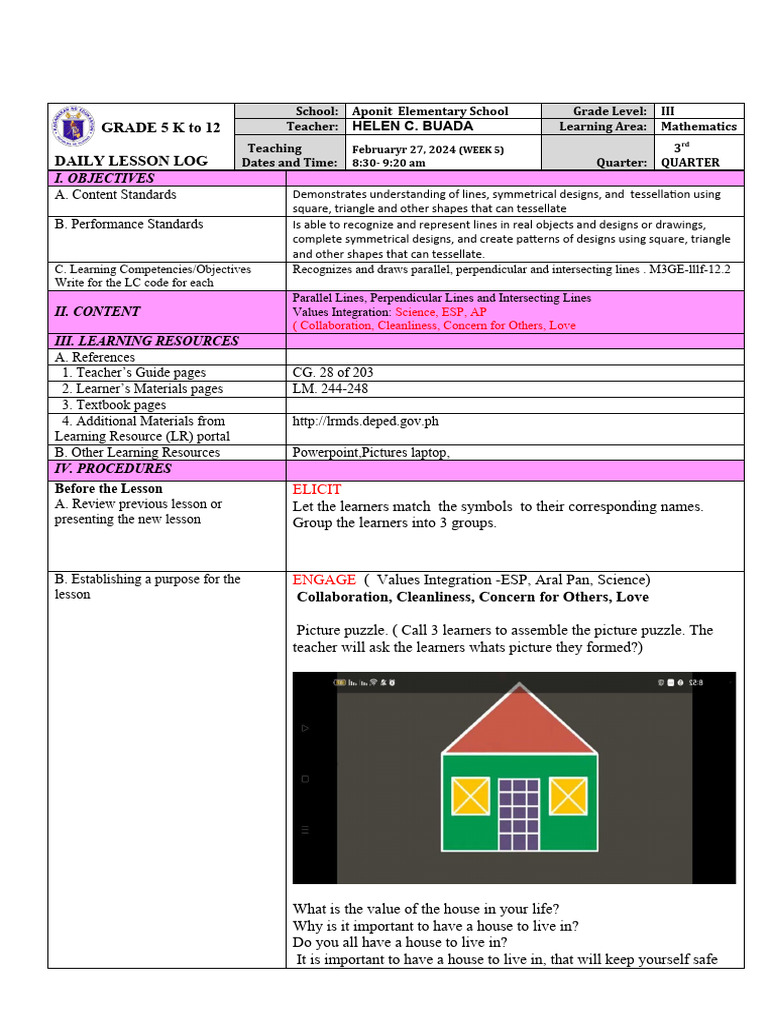 Demo COT Q3-W5-Math | PDF | Learning | Behavior Modification