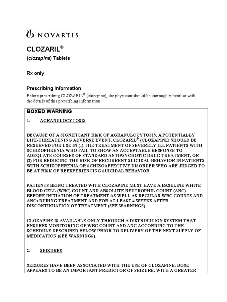 Clozaril | Clozapine | Antipsychotic