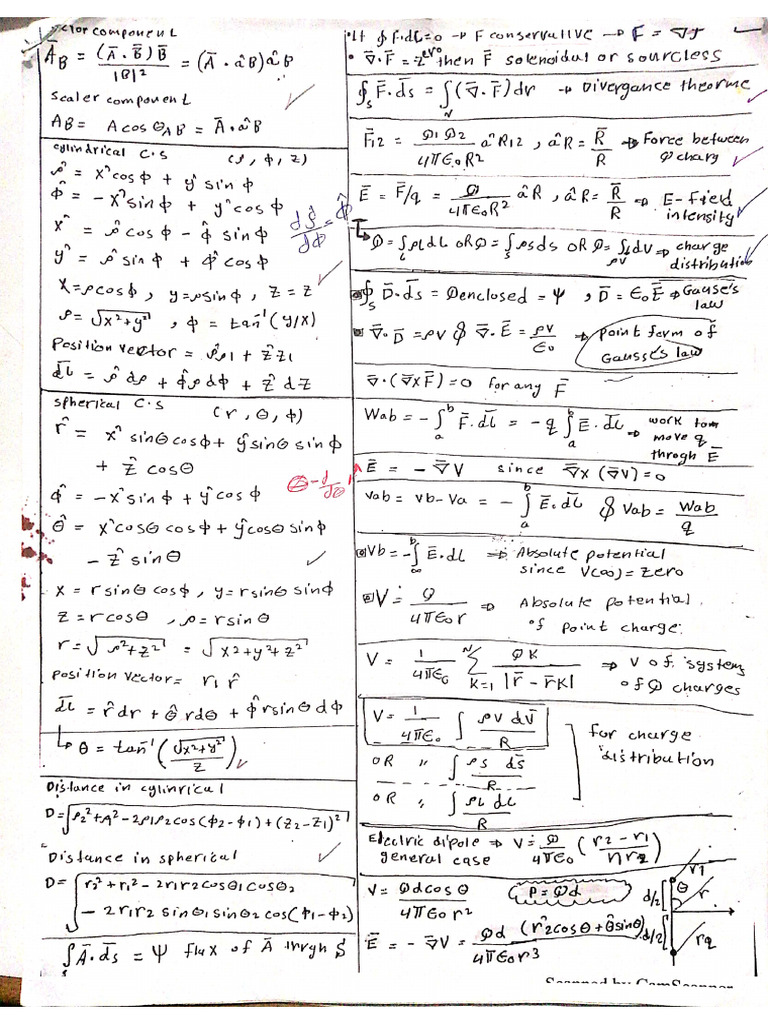 ملخص قوانين Em1 المادة كاملة | PDF